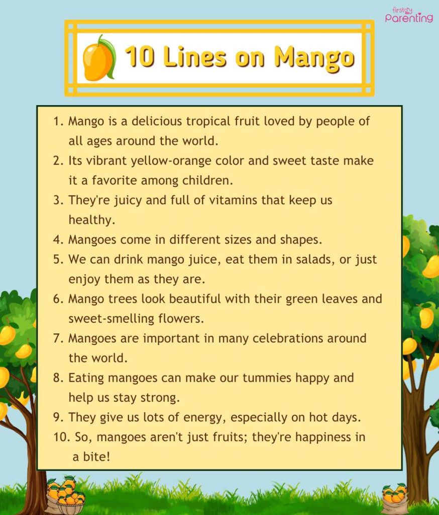 Essay on the Mango (in English) for Classes 1, 2 & 3: 10 Lines, Short ...