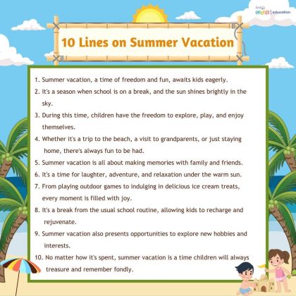 Summer Vacation Essay in English for Class 1, 2 & 3 Kids: 10 Lines ...