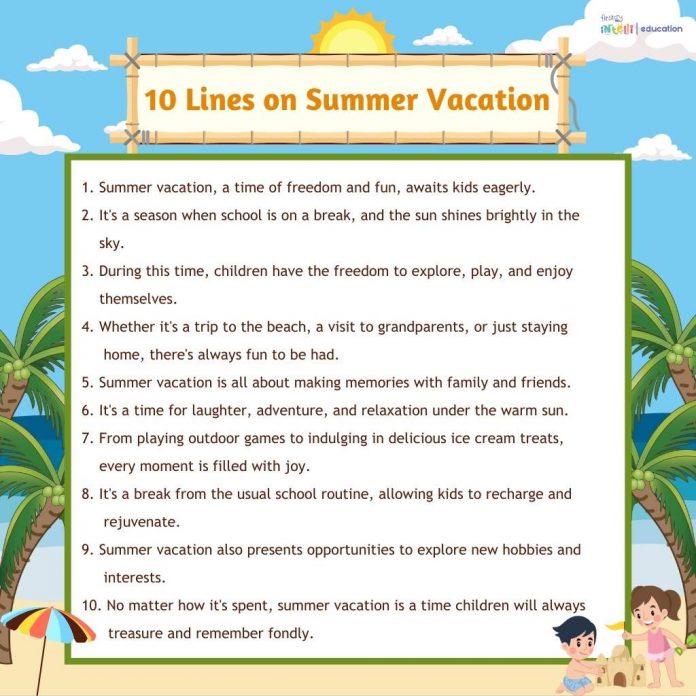 Summer Vacation Essay in English for Class 1, 2 & 3 Kids: 10 Lines ...