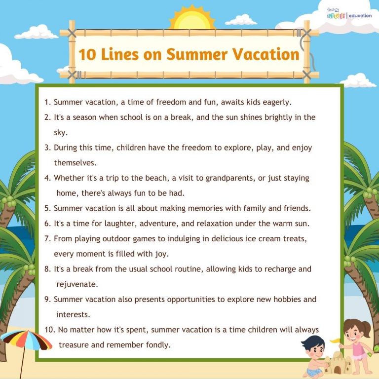 Summer Vacation Essay in English for Class 1, 2 & 3 Kids: 10 Lines ...