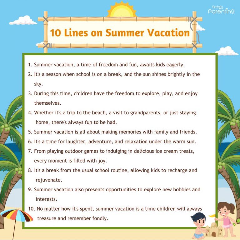 Summer Vacation Essay in English for Class 1, 2 & 3 Kids: 10 Lines ...
