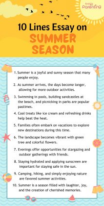 Summer Season Essay in English for Classes 1-3 Kids: 10 Lines, Short ...
