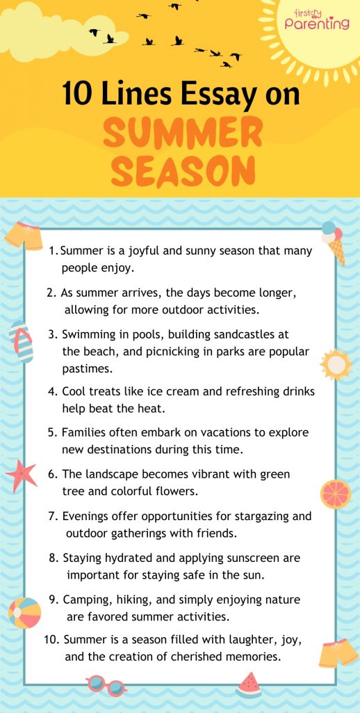 Summer Season Essay in English for Classes 1-3 Kids: 10 Lines, Short ...