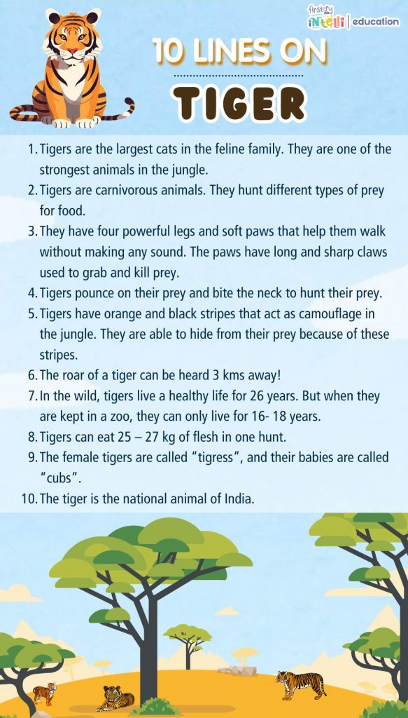 Essay On The Tiger In English For Classes 1-3: 10 Lines, Short & Long ...