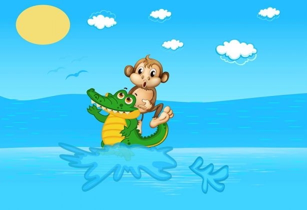 The Monkey And The Crocodile Story in English For Children With Moral