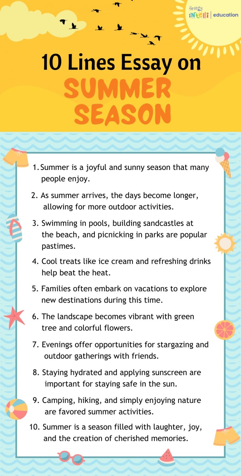 Summer Season Essay in English for Classes 1-3 Kids: 10 Lines, Short ...