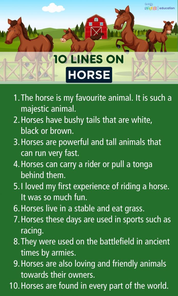 Essay On Horse for Classes 1, 2 & 3: 10 Lines, Short & Long Essay