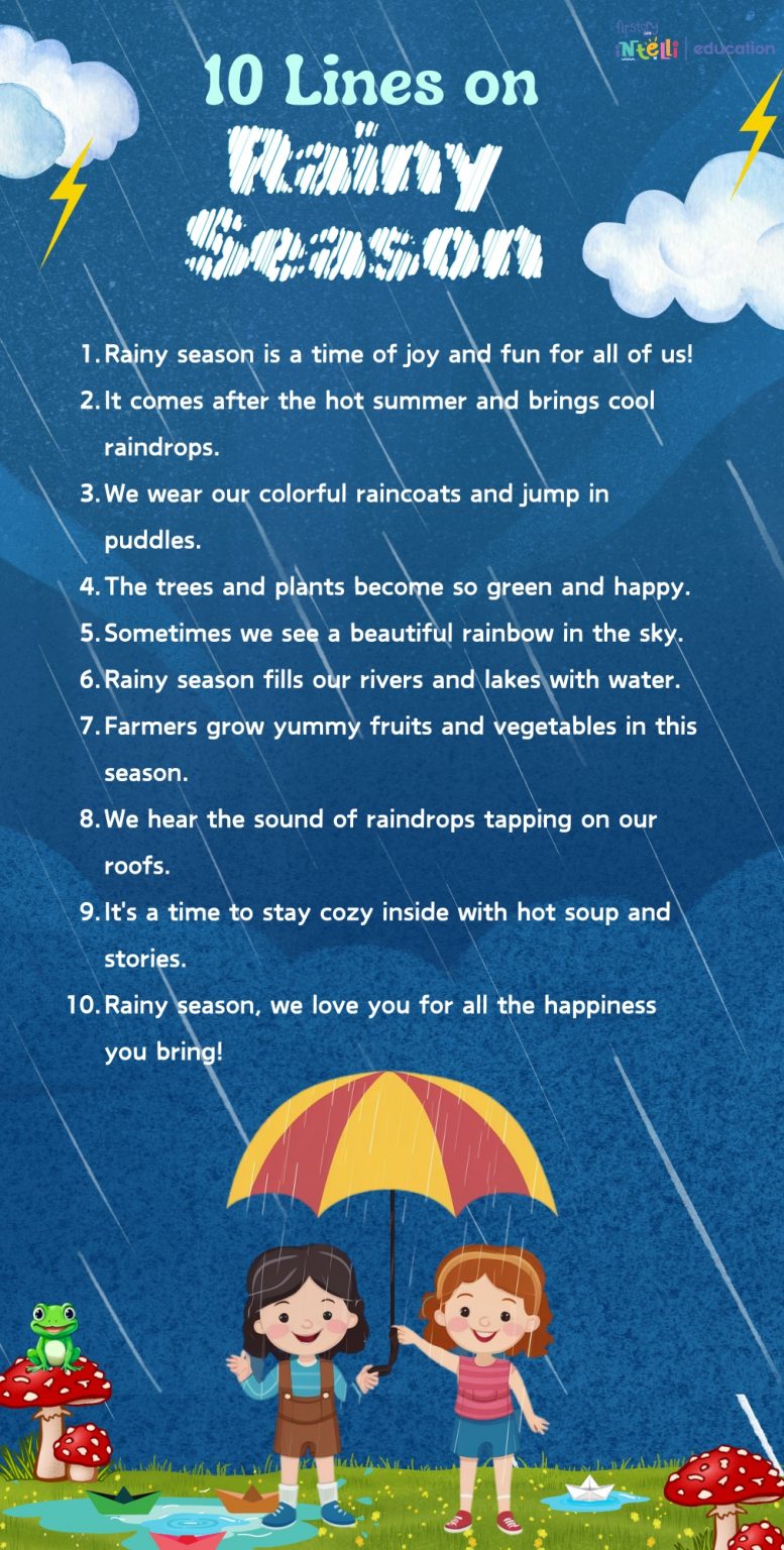 Rainy Season Essay in English for Class 1, 2 & 3: 10 Lines, Short ...