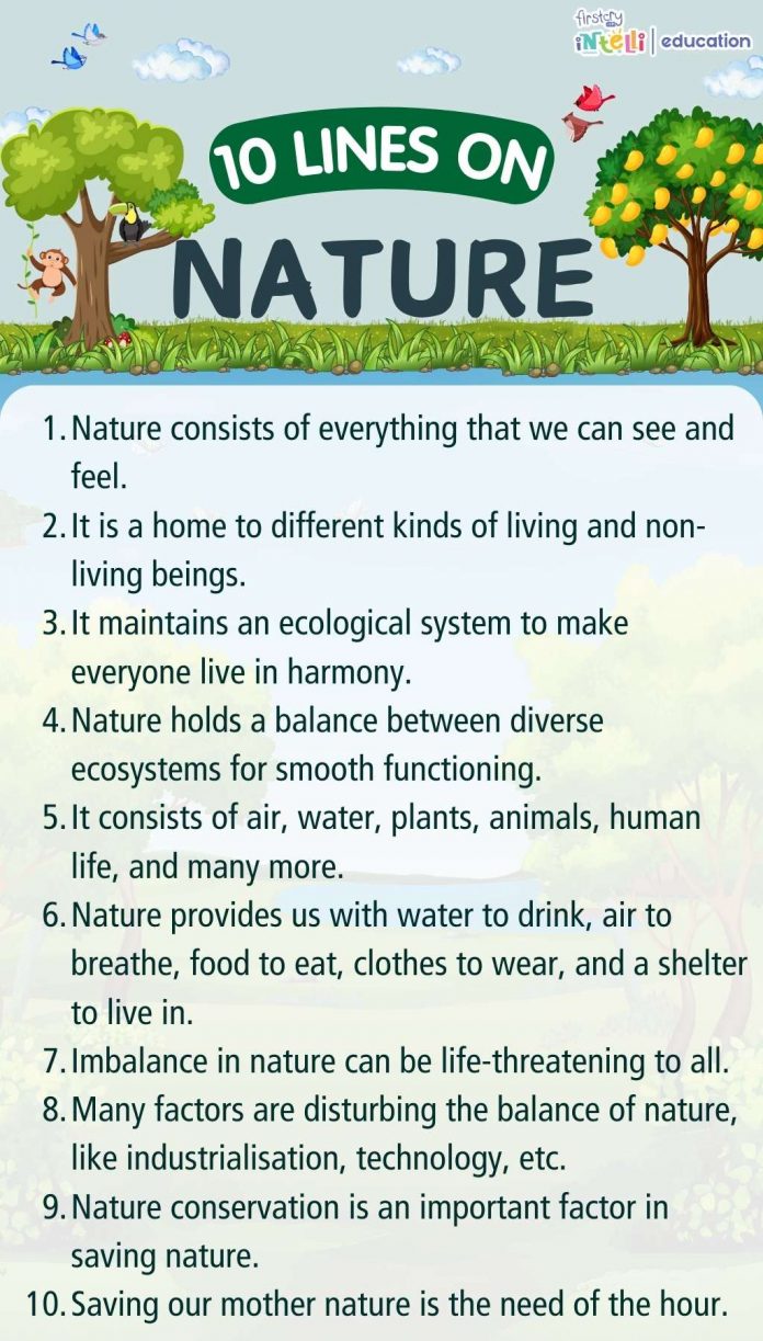 Essay On Nature in English for Classes 1,2,3 Children: 10 Lines & Paragraph