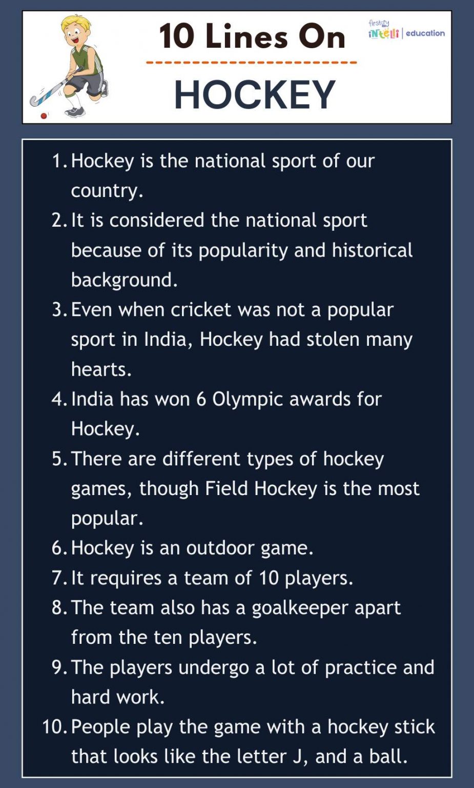 Essay On Hockey in English for Class 1, 2 & 3: 10 Lines, Short & Long ...