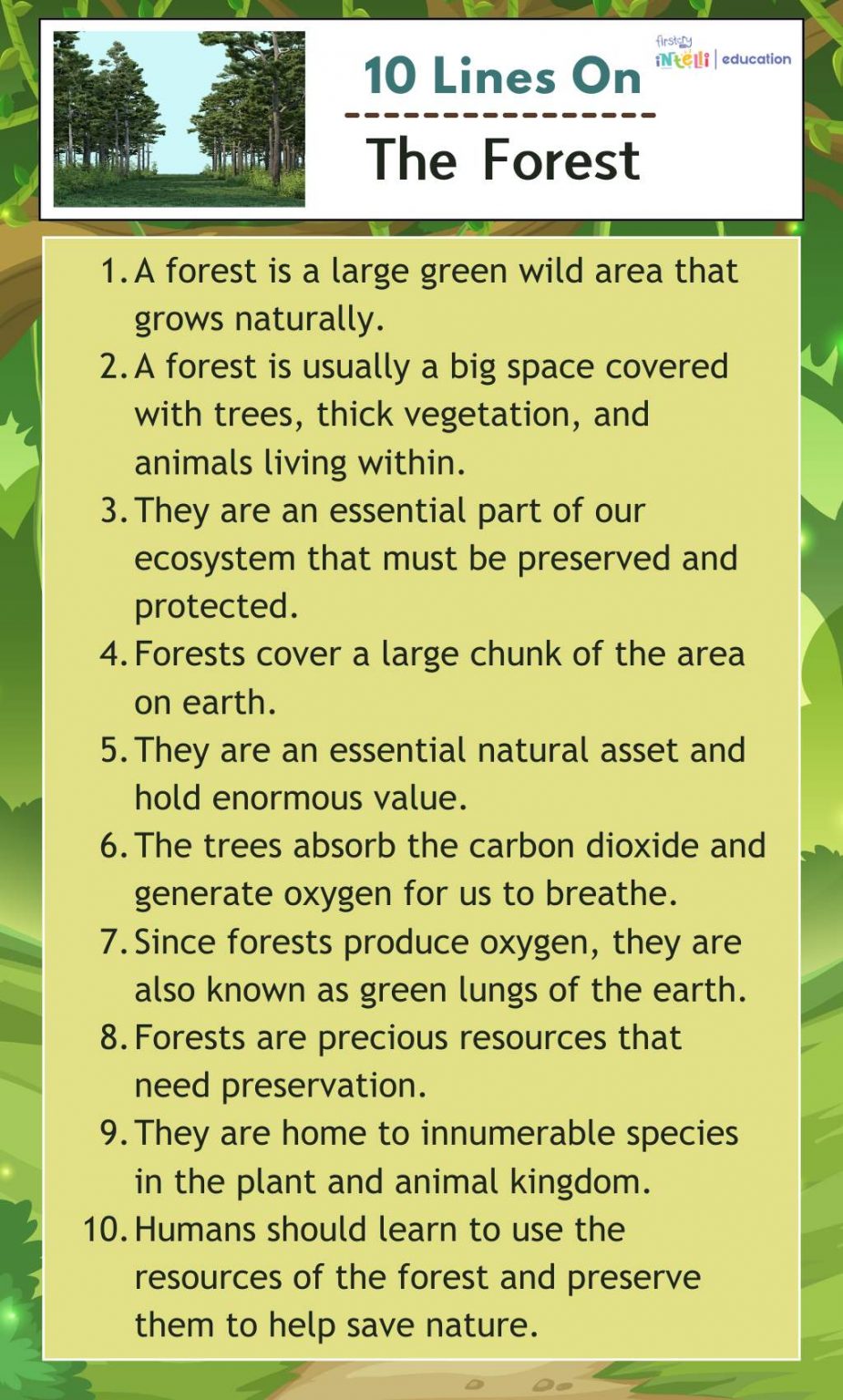 Essay On 'The Forest' (in English) for Classes 1, 2 & 3: 10 Lines ...