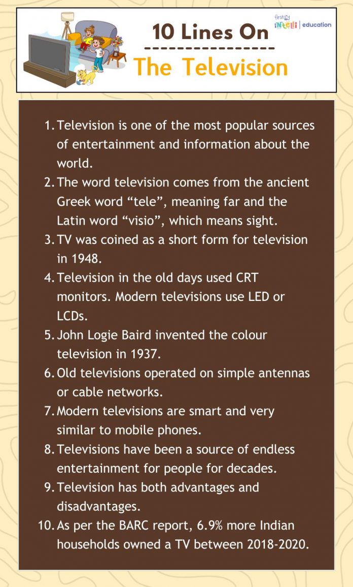 Essay On Television in English for Classes 1-3: 10 Lines, Short & Long ...