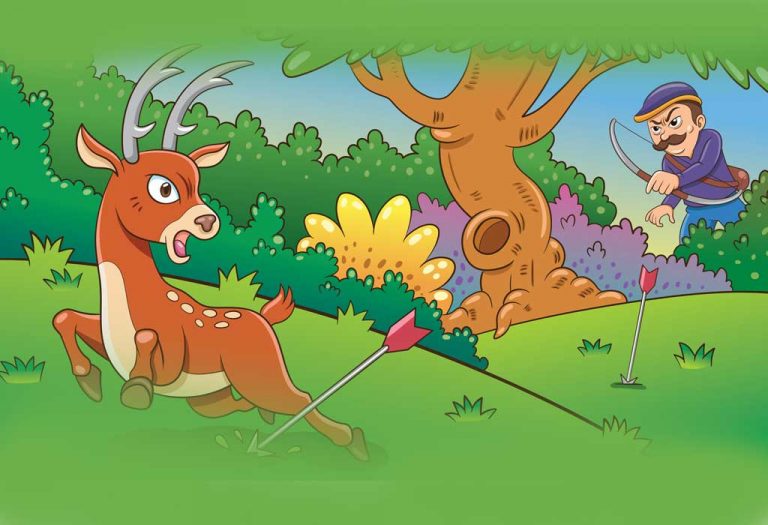 Four Friends And The Hunter Story For Children With Moral