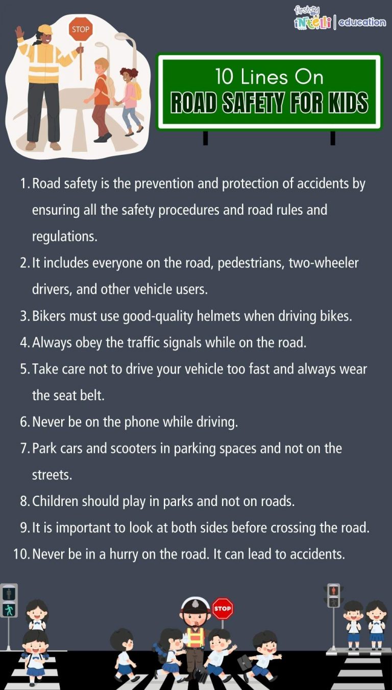 Essay On Road Safety in English for Classes 1-3: 10 Lines, Short & Long ...