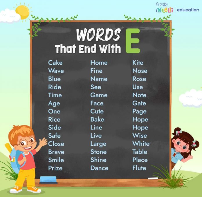Words That End With E - Teach E Words To Kids