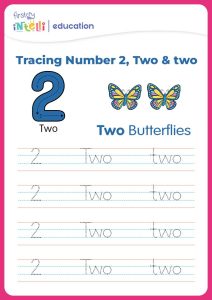 Number 2 Tracing Worksheets for Preschoolers & Kindergarten