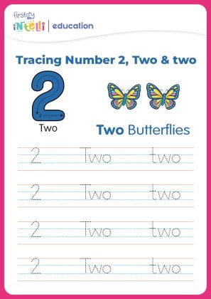 Number 2 Tracing Worksheets for Preschoolers & Kindergarten