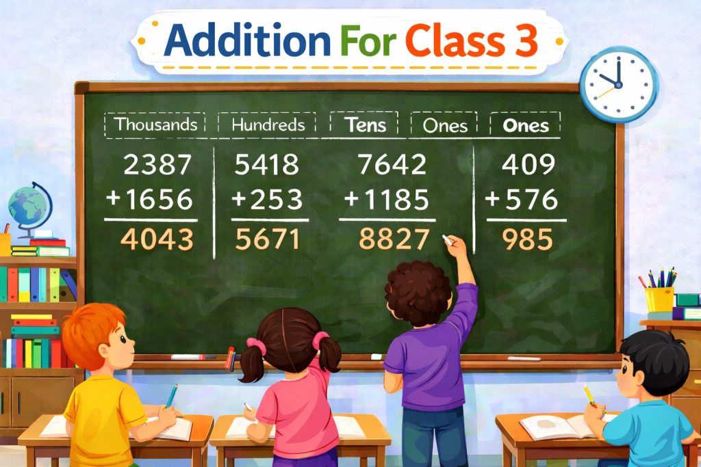 Addition for Class 3 - Examples, Tricks and Worksheet