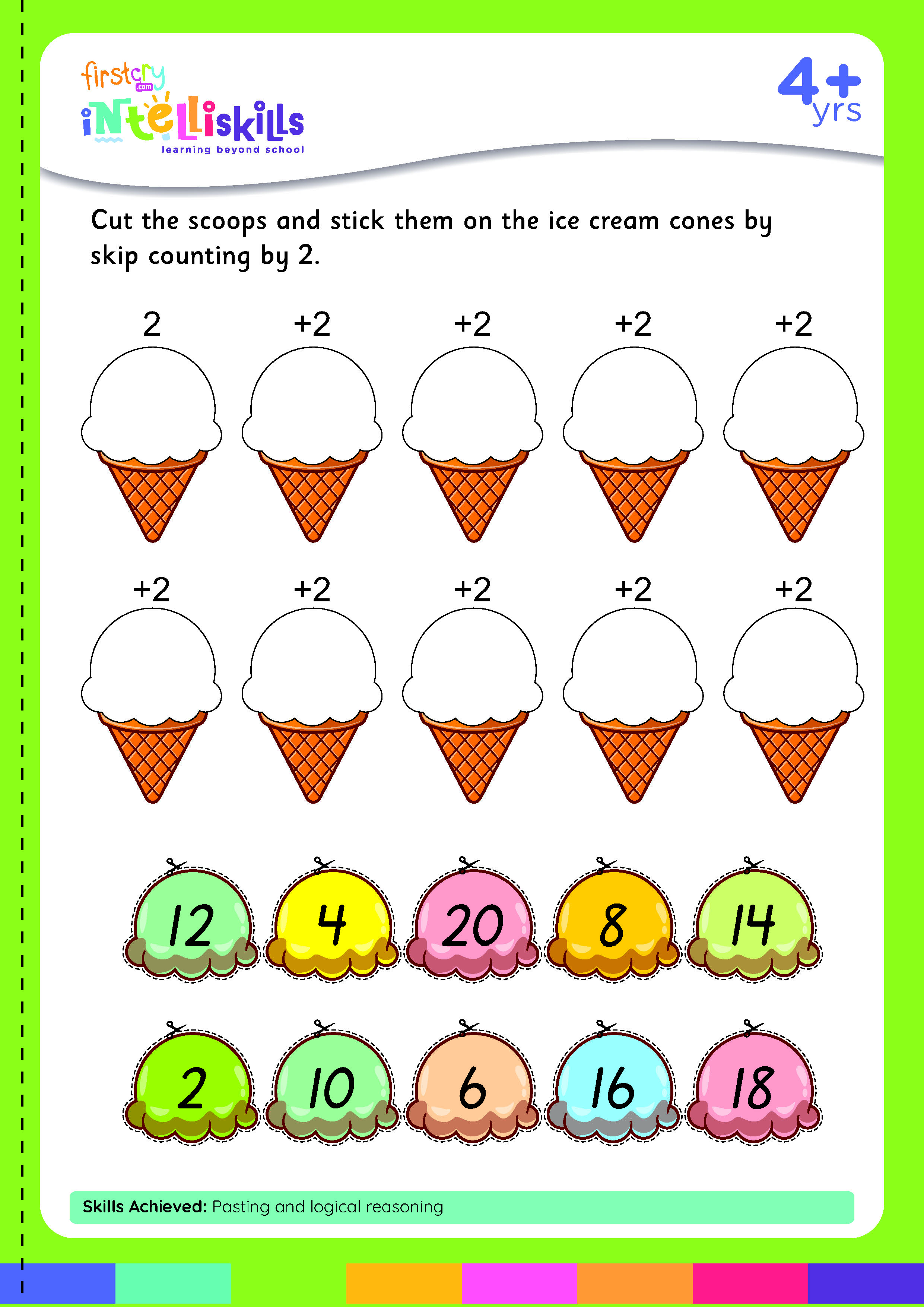 Cut Ice Cream Worksheets