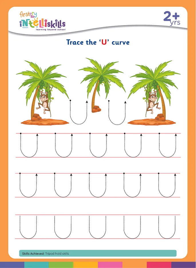 Tracing the upward curve lines Worksheet